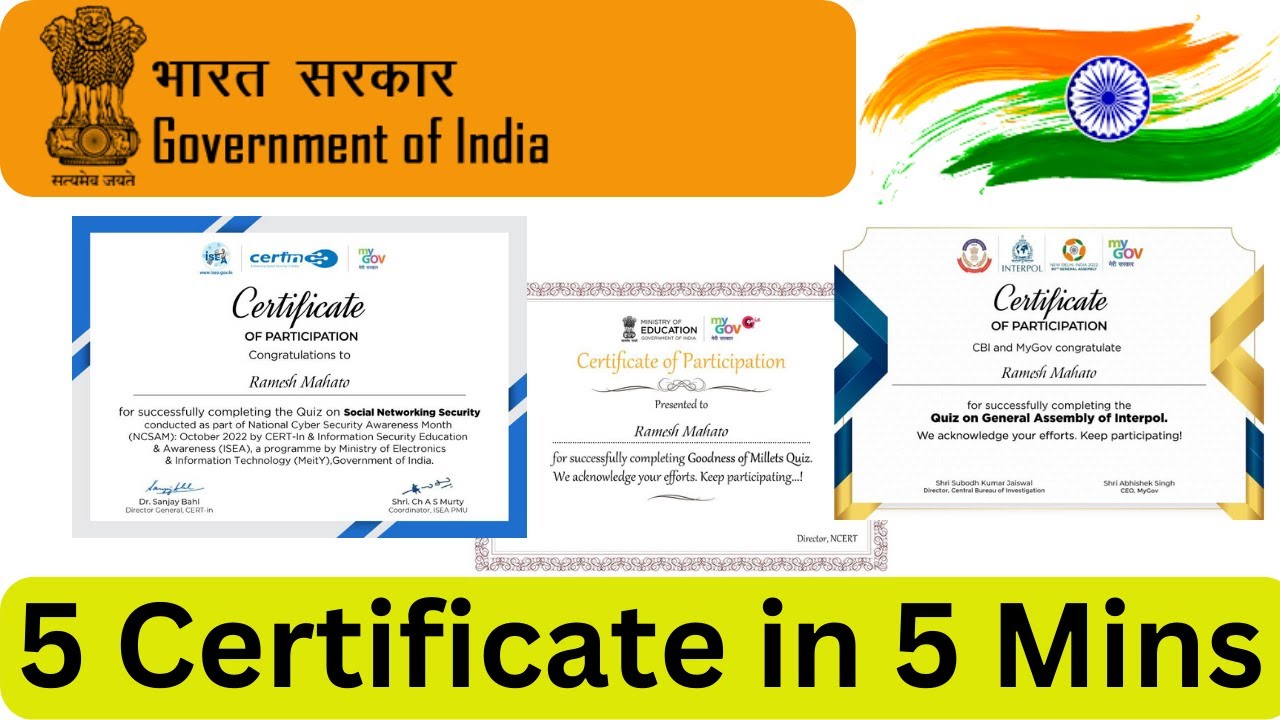 5 Government Certificate in 5 Mins | Government Certificate Online ...