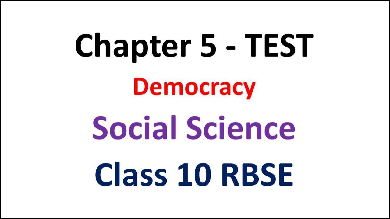 Chapter 5 Democracy Test - Class 10 SST RBSE - YouTube