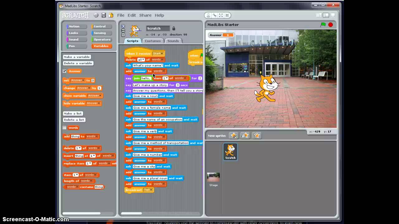 My Scratch Project: Mad Libs and Variables - YouTube