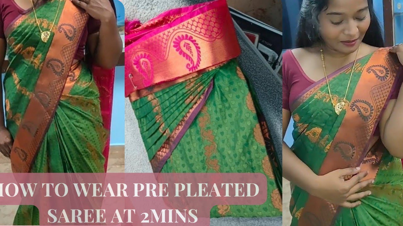 how to wear pre pleated saree at just 2mins // saree draping // 7idiots ...