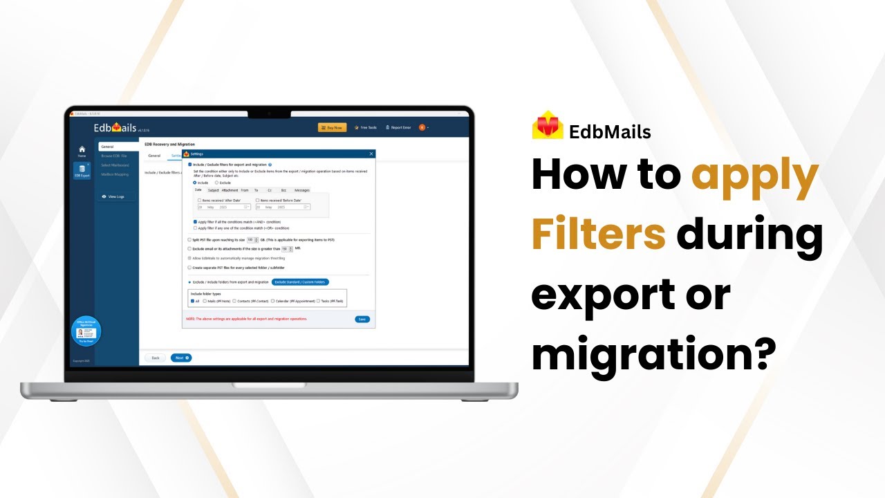 Advanced Filters Settings | EdbMails Tutorial - YouTube