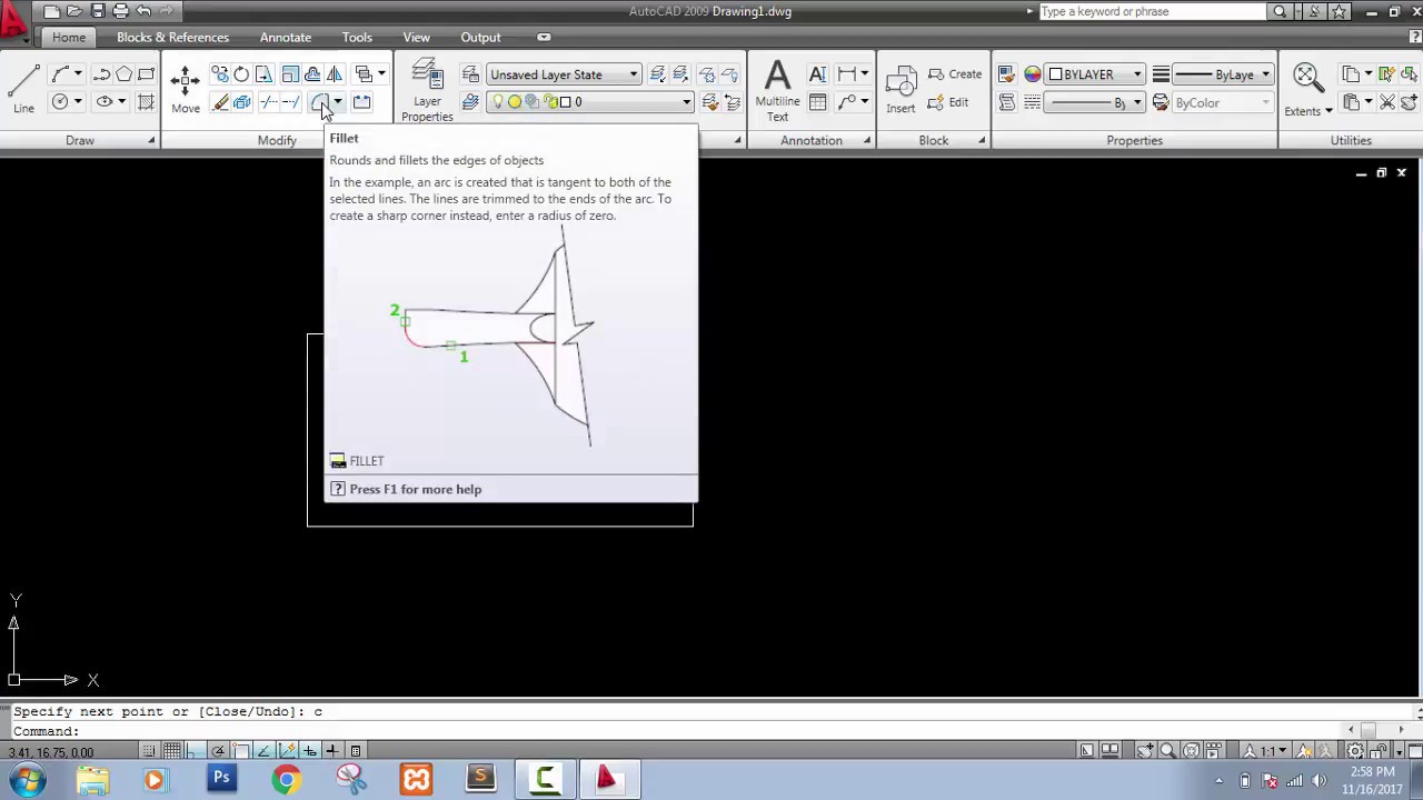 Belajar AutoCad Untuk Pemula (Menggunakan LINE, TRIM, FILLET) Bahasa ...