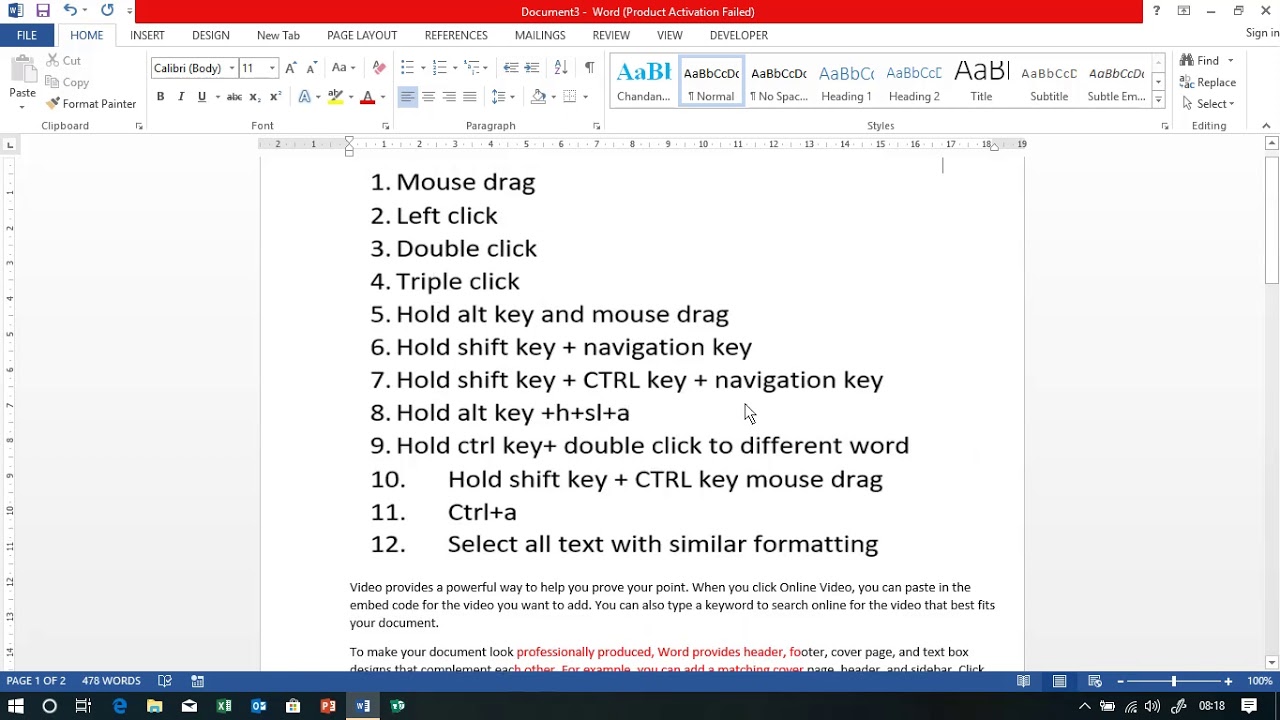 How To Select Word In Ms Word By 12 Process YouTube how-to-select-word-in-ms-word-by-12-process-youtube