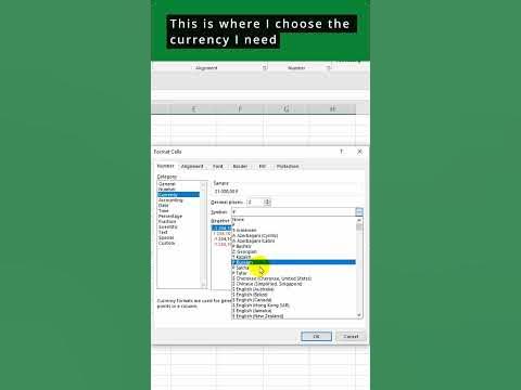 How to add a currency to an excel spreadsheet? - YouTube