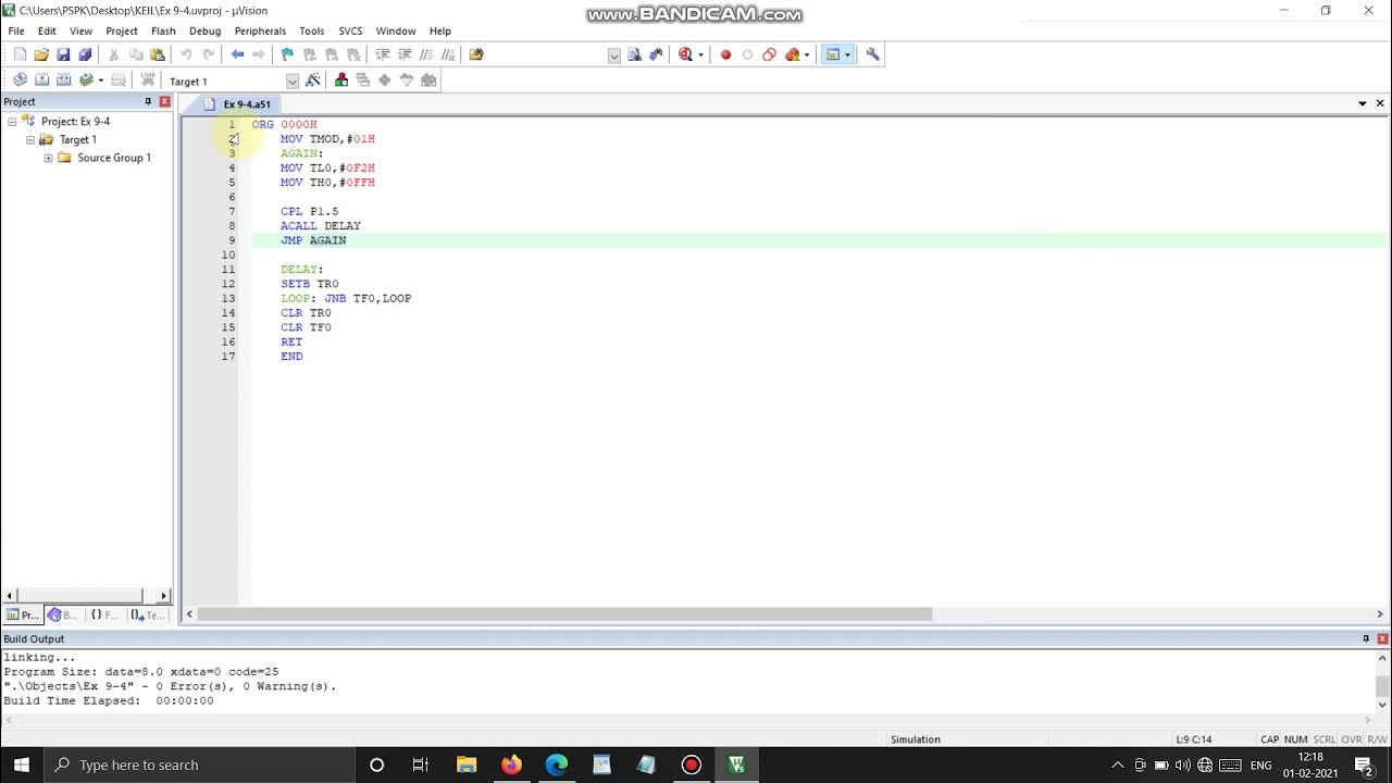 50%duty cycle square wave using timer(0 mode 1) by keil - YouTube