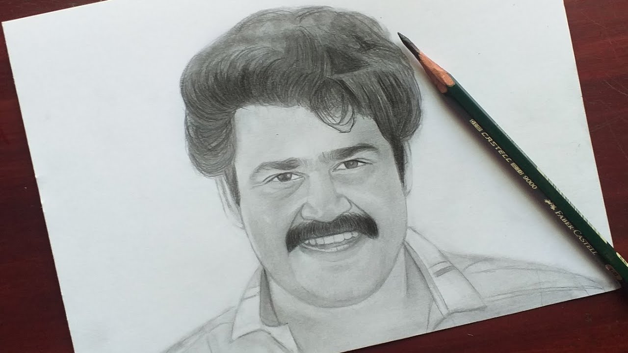 Mohanlal pencil drawing | Mohanlal drawing easy | Mohanlal drawing step ...
