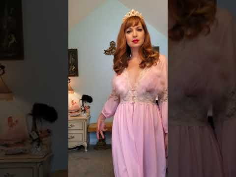 Dainty Rascal dancing in vintage pink nightgown