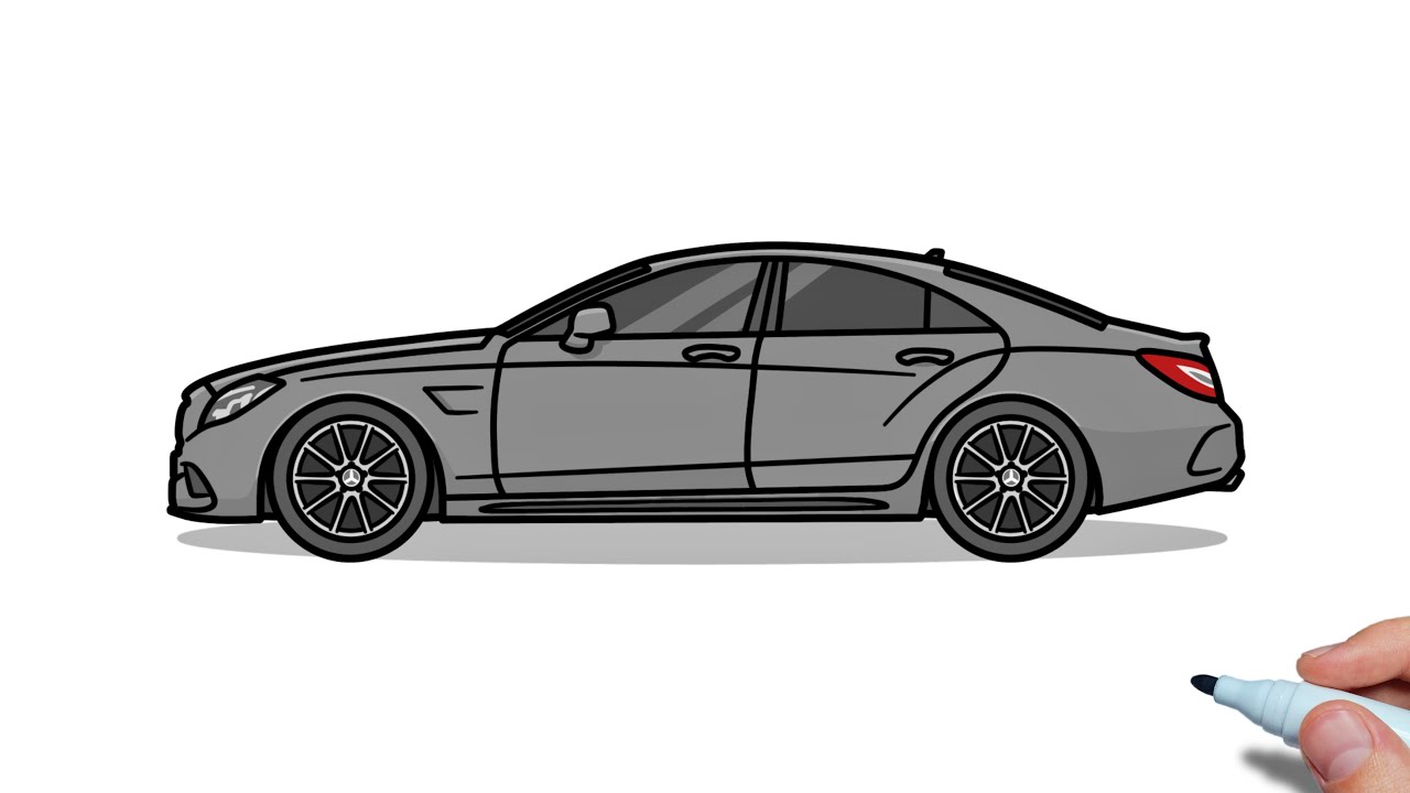 How to draw a MERCEDES-BENZ CLS 63 AMG easy / drawing mercedes cls c218 ...