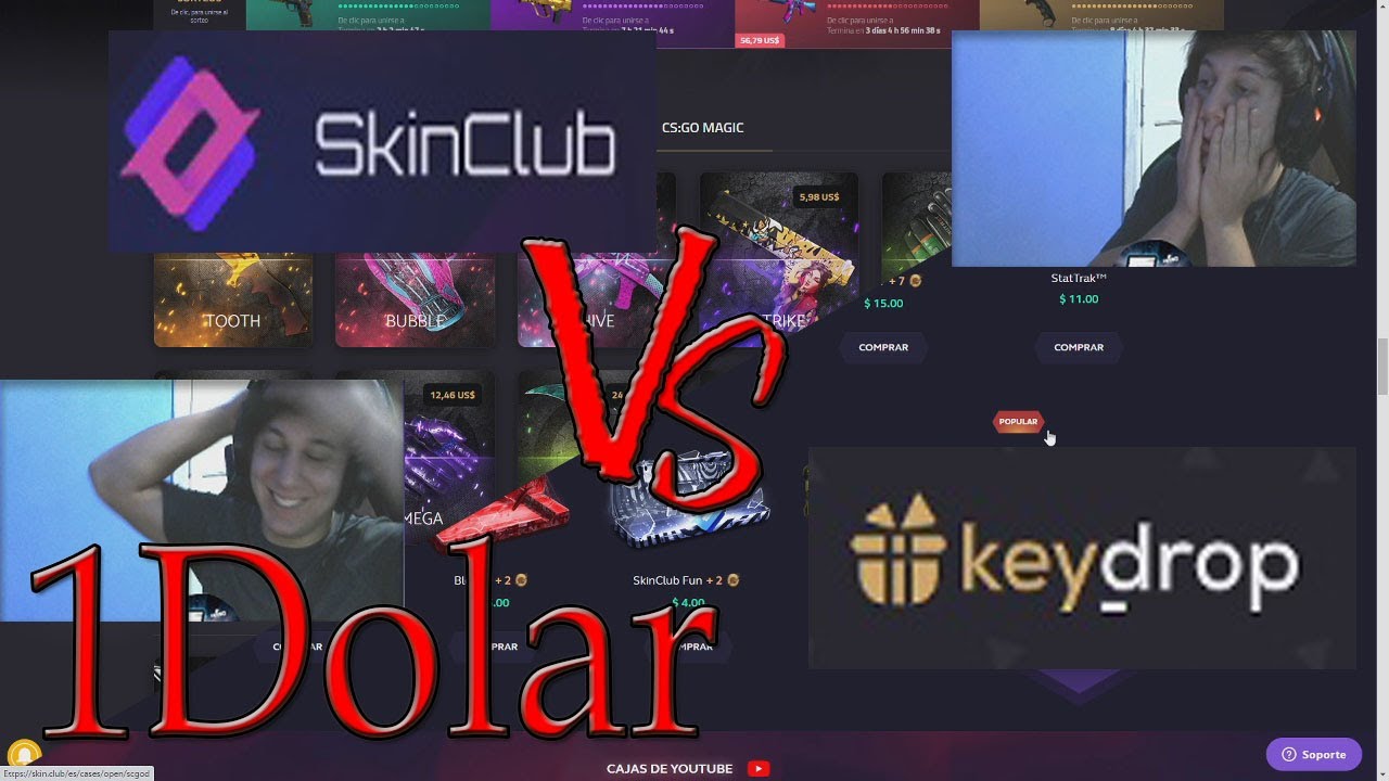 SKIN CLUB vs KEY DROP que logramos con 1 dolar en estas paginas/ Sorteo ...