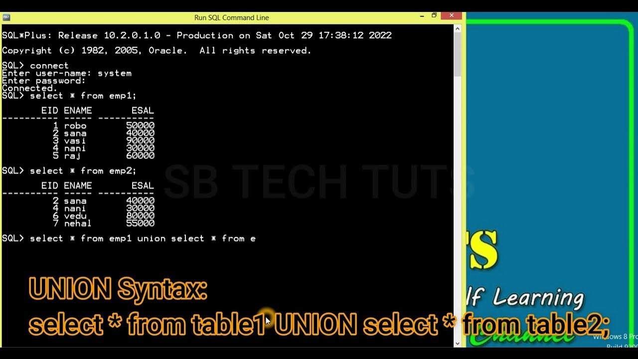 UNION & UNION ALL in SQL Practical Explanation | UNION | UNION ALL | SQL | DBMS | Telugu - YouTube