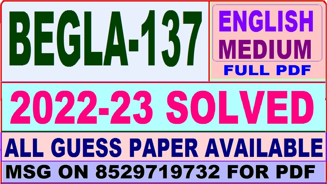 begla 137 solved assignment 2022-23 / begla 137 solved assignment in ...