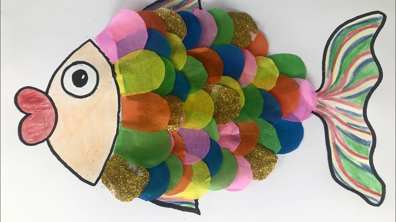 Rainbow fish tutorial step by step craft for kids - YouTube