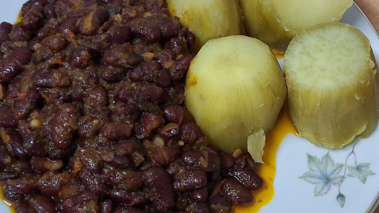 Fried Red Kidney Beans with Boiled Sweet Potatoes. A Budget Friendly ...