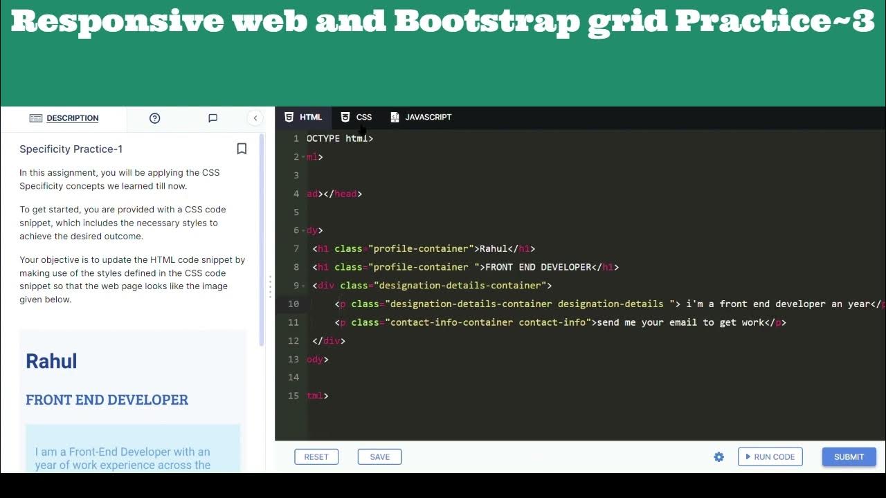 Coding Practice ~ 3 Specificity Practice 1 Foundation Nxtwave Ccbp Ibhubs Code Youtube
