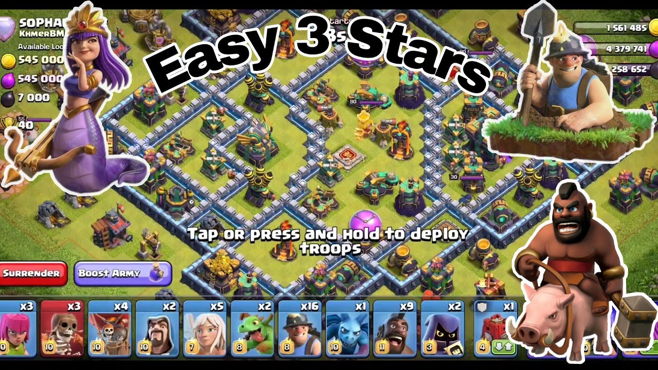 Queen charge hybrid on th 14 , live attacking in legend league / clash ...