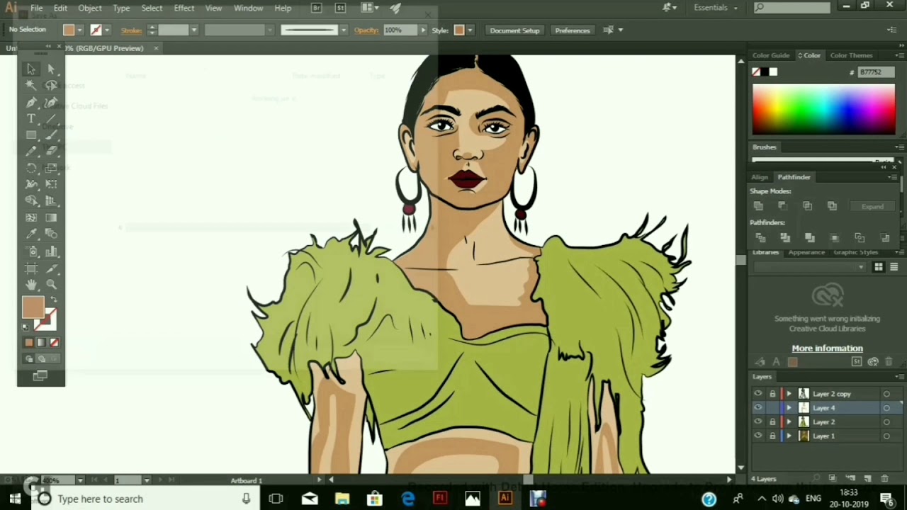 Fashion illustration : How to color/shade with mouse in Adobe illustrator? Speed Art!! - YouTube
