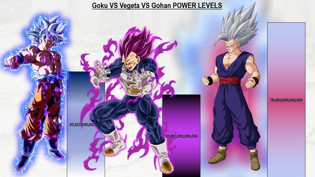 Goku VS Vegeta VS Gohan POWER LEVELS All Forms - DBZ / DBS / SDBH - YouTube