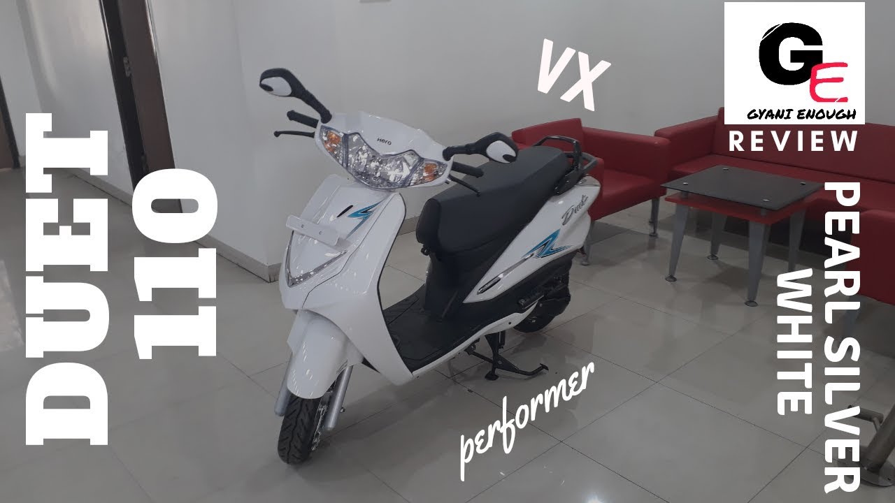 Hero Duet 110cc vx pearl silver white | BS4 AHO | detailed walkaround ...