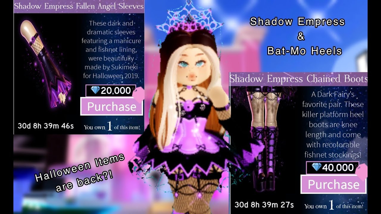 Shadow Empress Set & Bat-Mo Heels Are Back?! | Royale High | Roblox ...