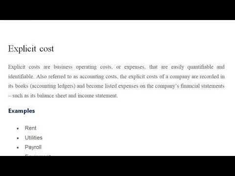 explicit cost and implicit cost with example - YouTube