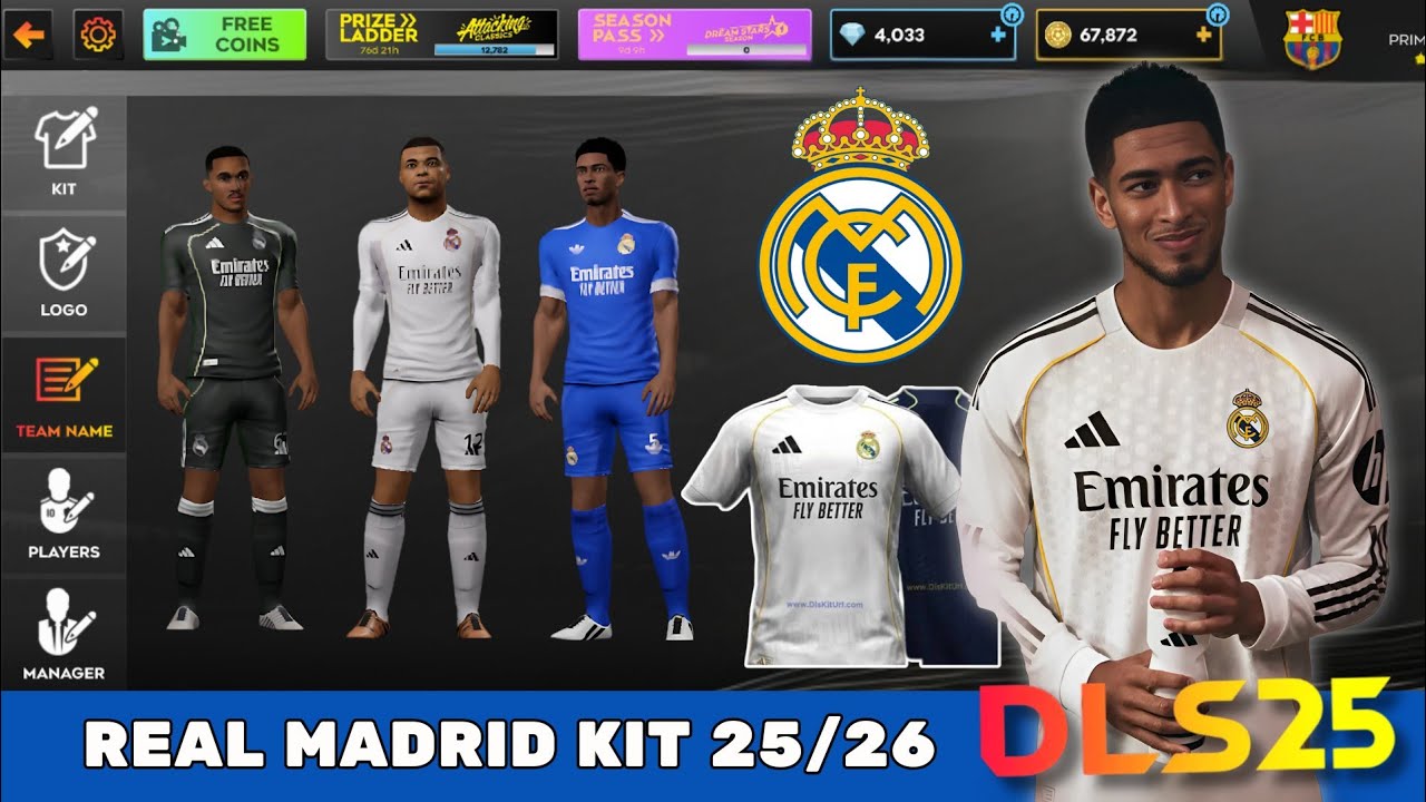 DLS 25 | How To Import Real Madrid New 2025/26 Kits&Logo - YouTube