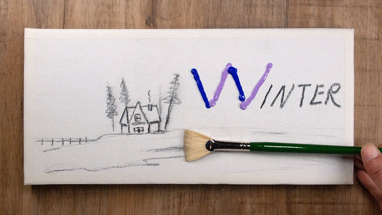 How to Paint a Winter Night Landscape / Easy Acrylic Tutorial for ...