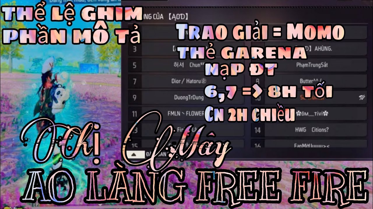 AO LÀNG FREE FIRE 29/10 TRAO GIẢI TRỰC TIẾP TRÊN LIVE BẰNG MOMO, GARENA ...
