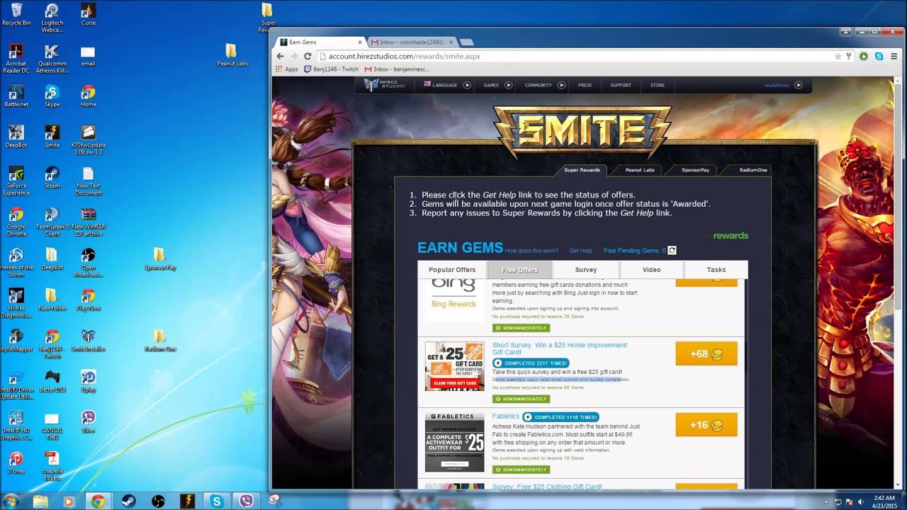 Obtain free smite gems without spending a dime, and actually have it work! - YouTube