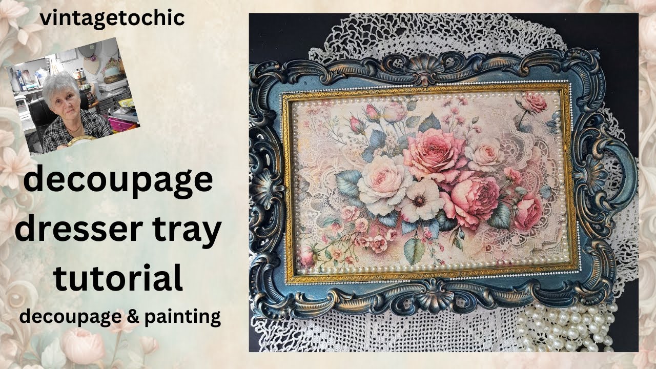 decoupage tutorial on mirrored tray - YouTube