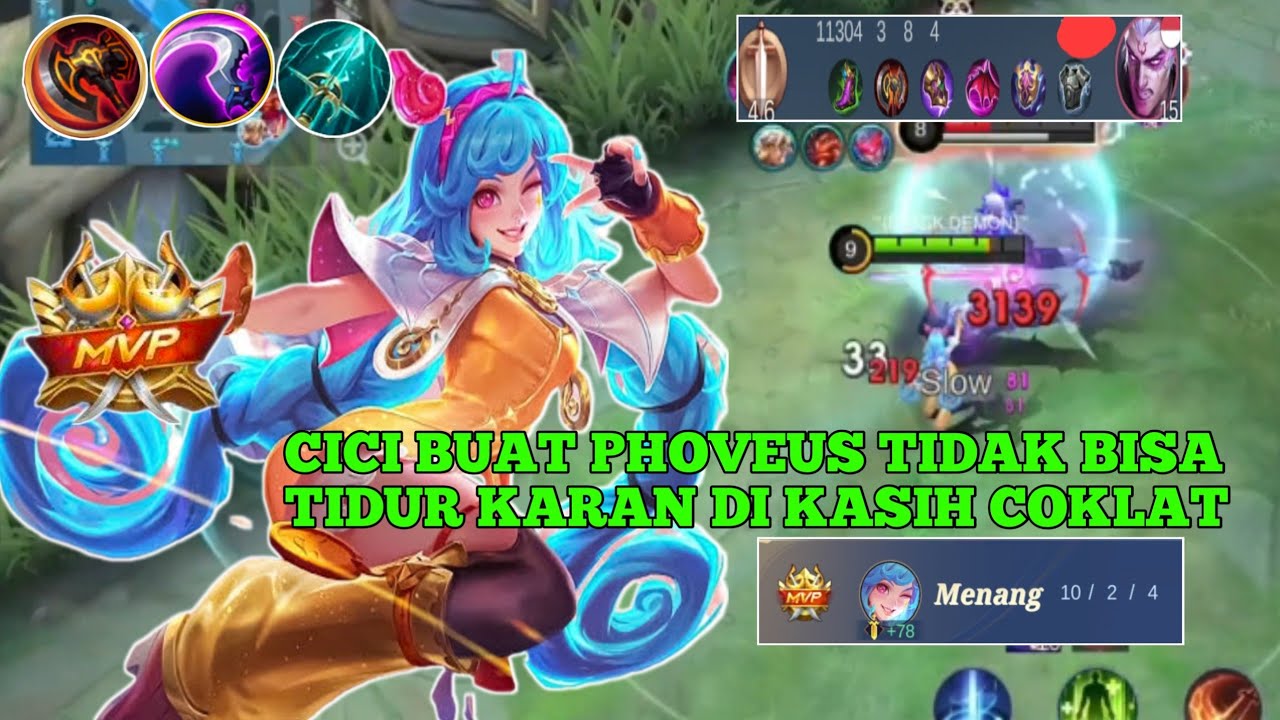 di match ini Cici siksa PHOVEUS sampai coklat. best build Cici. mobilelegends - YouTube