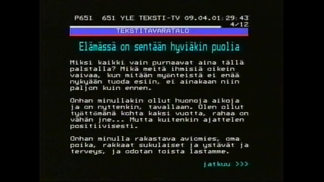 Teksti- TV nillitystä ja Yöradiota 1990 -luvun alusta. - YouTube