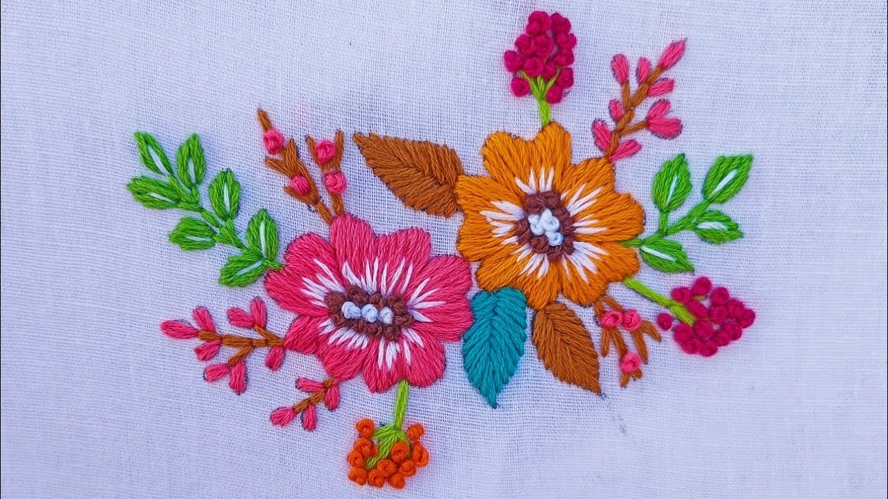 How to make a unique Gorgeous flower embroidery - YouTube