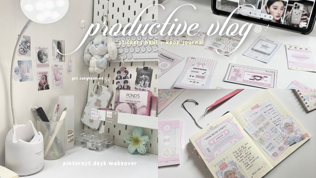 Productive Day In My Life 🍥 pinterest desk setup, cute stationery haul ...