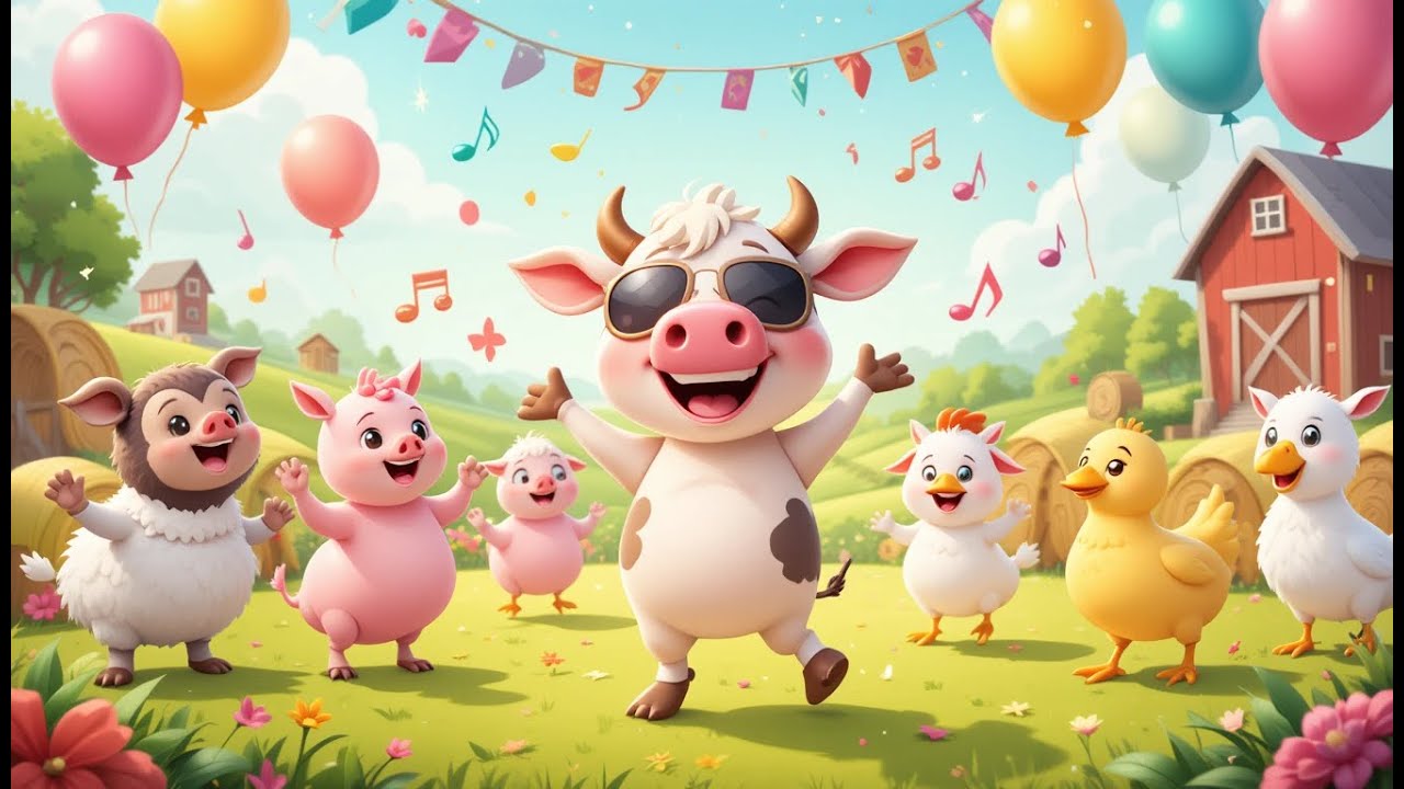 Baby Moo Moo Dance Party | Fun Animal Dance Song for Kids | Nursery ...