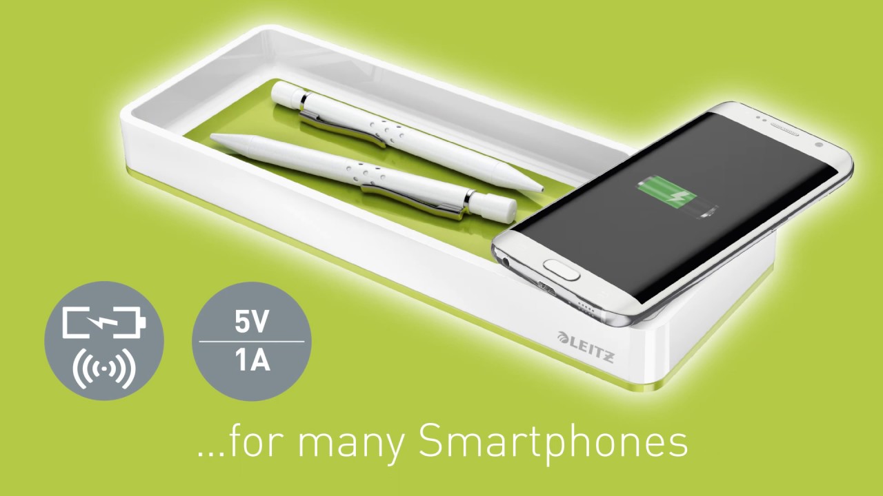 Leitz WOW Desk Organiser with Inductive Charger - YouTube