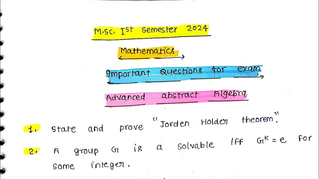 Advanced abstract algebra Important question 2024 || Jan 2024 || Msc ...
