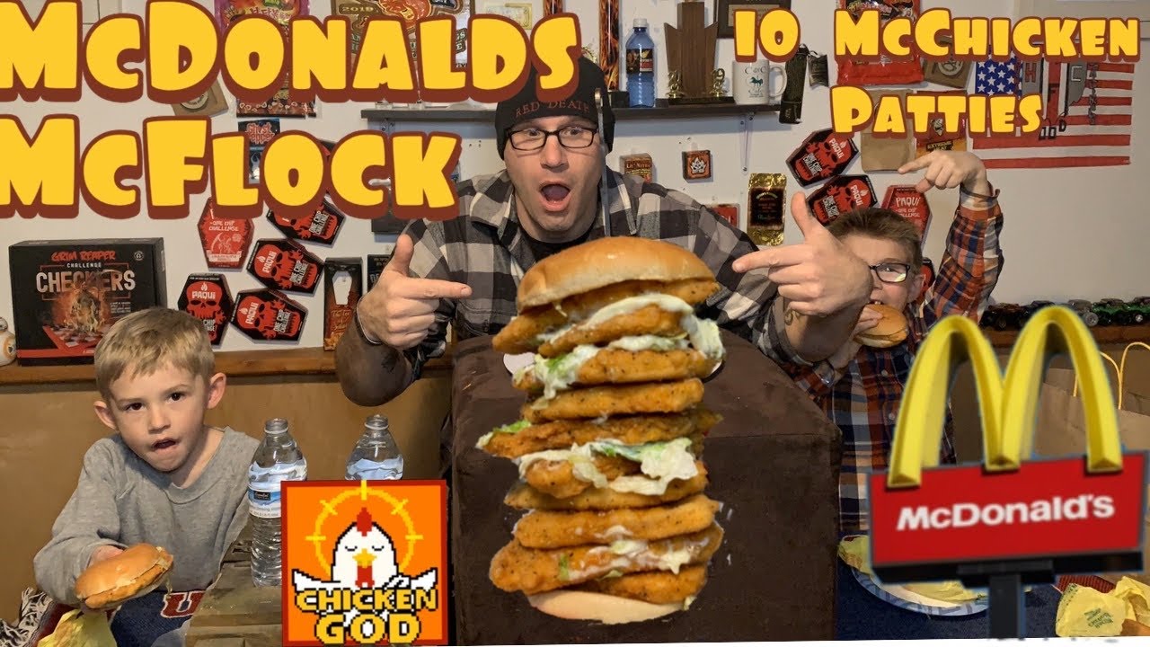 McDonalds “McFlock Sandwich” 10 McChicken Patties Stacked high - YouTube