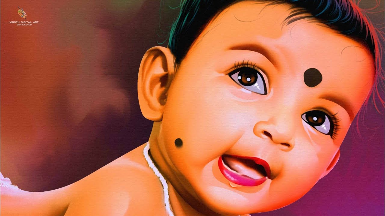 baby digital oil painting tutorial vinoth digital art - YouTube