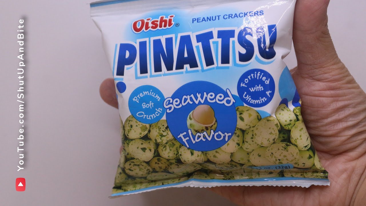 ASMR Mukbang | PINATTSU PEANUT CRACKER SEAWEED PLAVOR FROM OISHI | Food ...