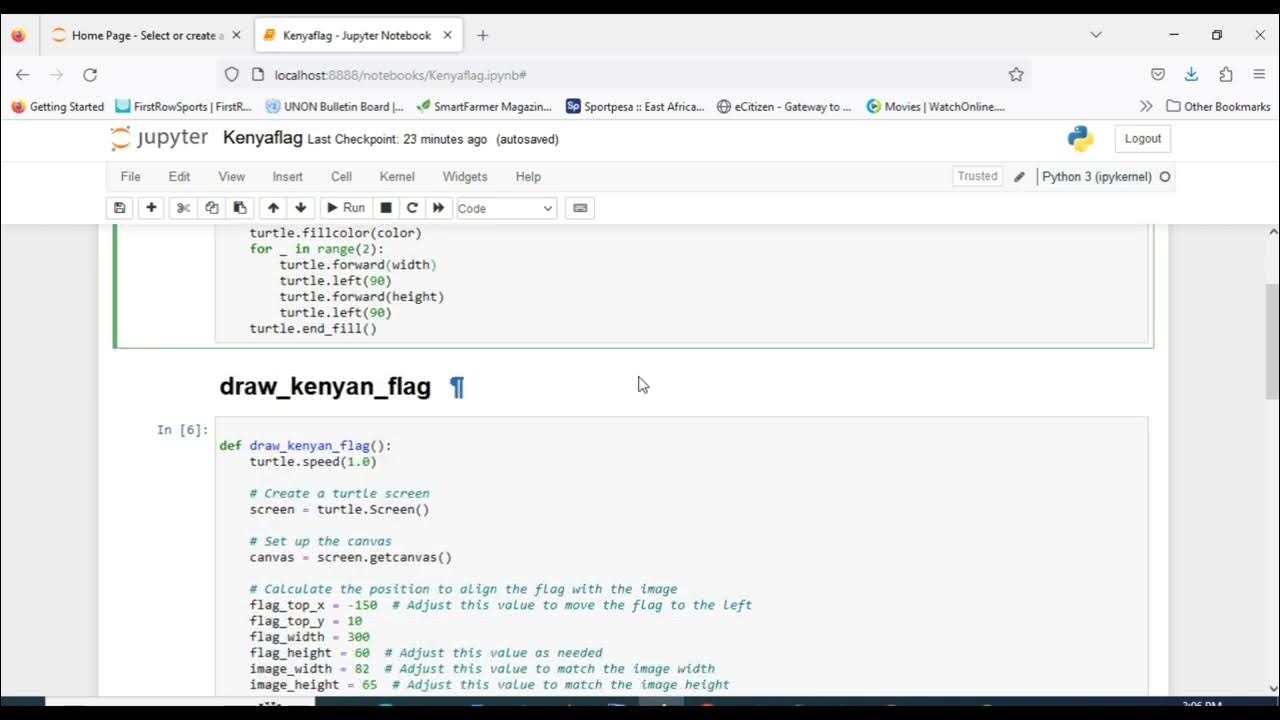 Create Kenyan Flag in Python using Turtle design....... - YouTube