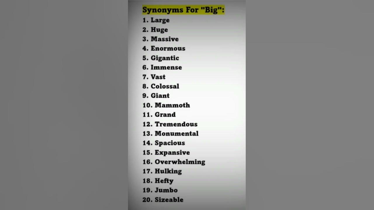 Gigantic Huge Enormous Synonyms For Big learn English YouTube gigantic-huge-enormous-synonyms-for-big-learn-english-youtube