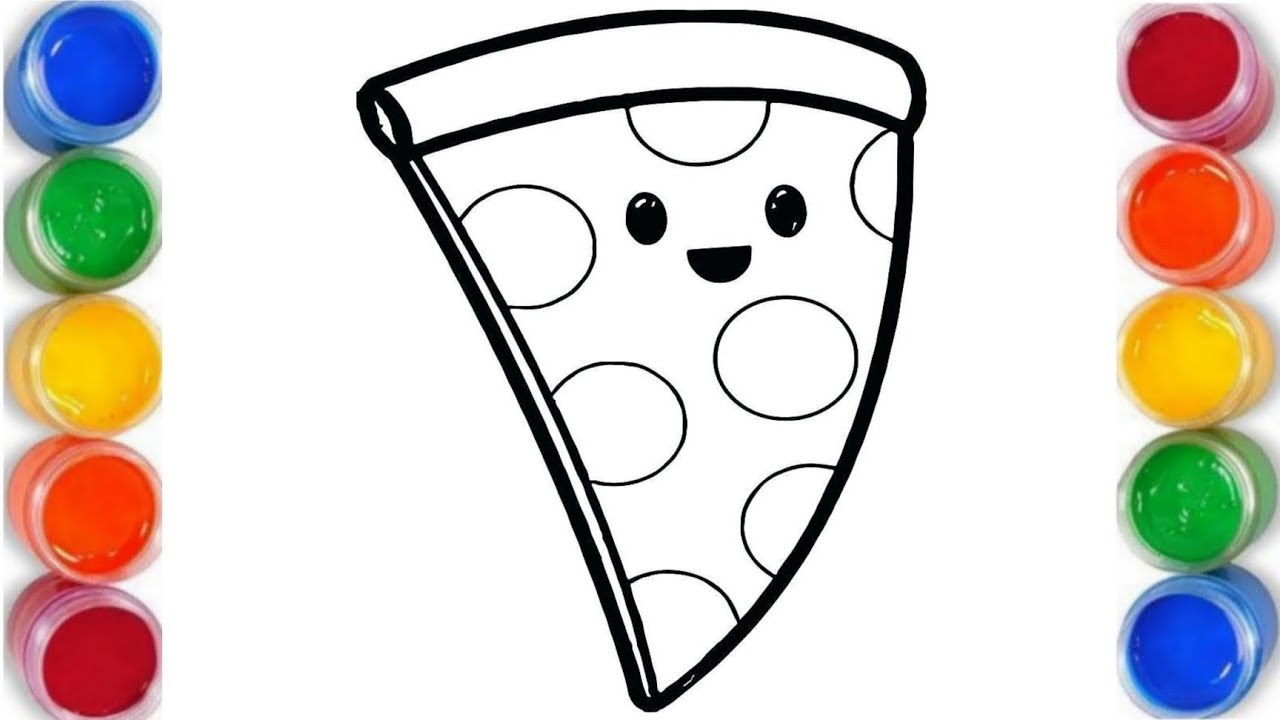 pizza drawing, coloring for kids - YouTube