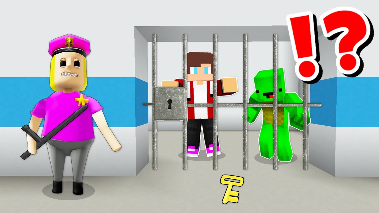 JJ and Mikey Escape Barry's Police Girl in ROBLOX PRISON CHALLENGE in Minecraft / Maizen ...