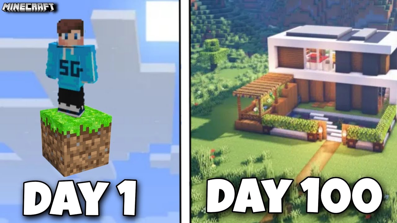 MINECRAFT, BUT ONE BLOCK CHALLENGE 1 TO 100 DAYS SURVIVAL (part 1 ...