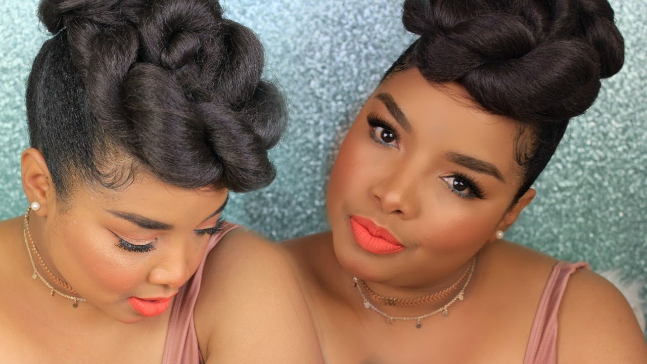 Get Camera Ready with me | Makeup + Sassy Updo with Kanekalon hair ...