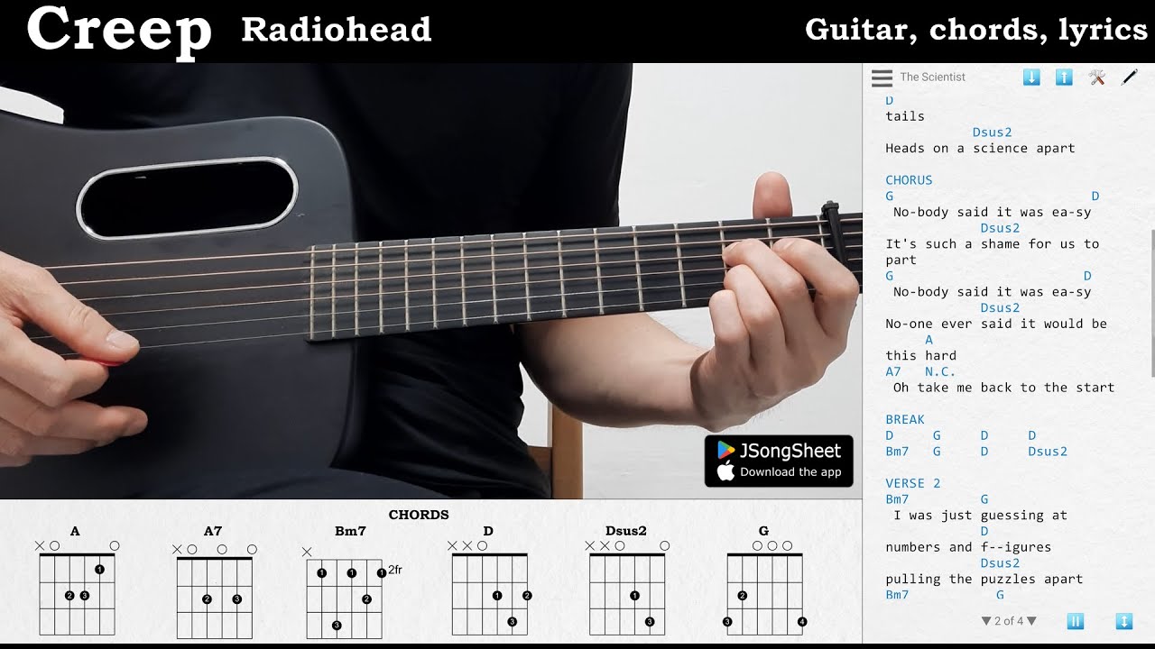 Creep - Radiohead - Guitar Tutorial, Karaoke - YouTube