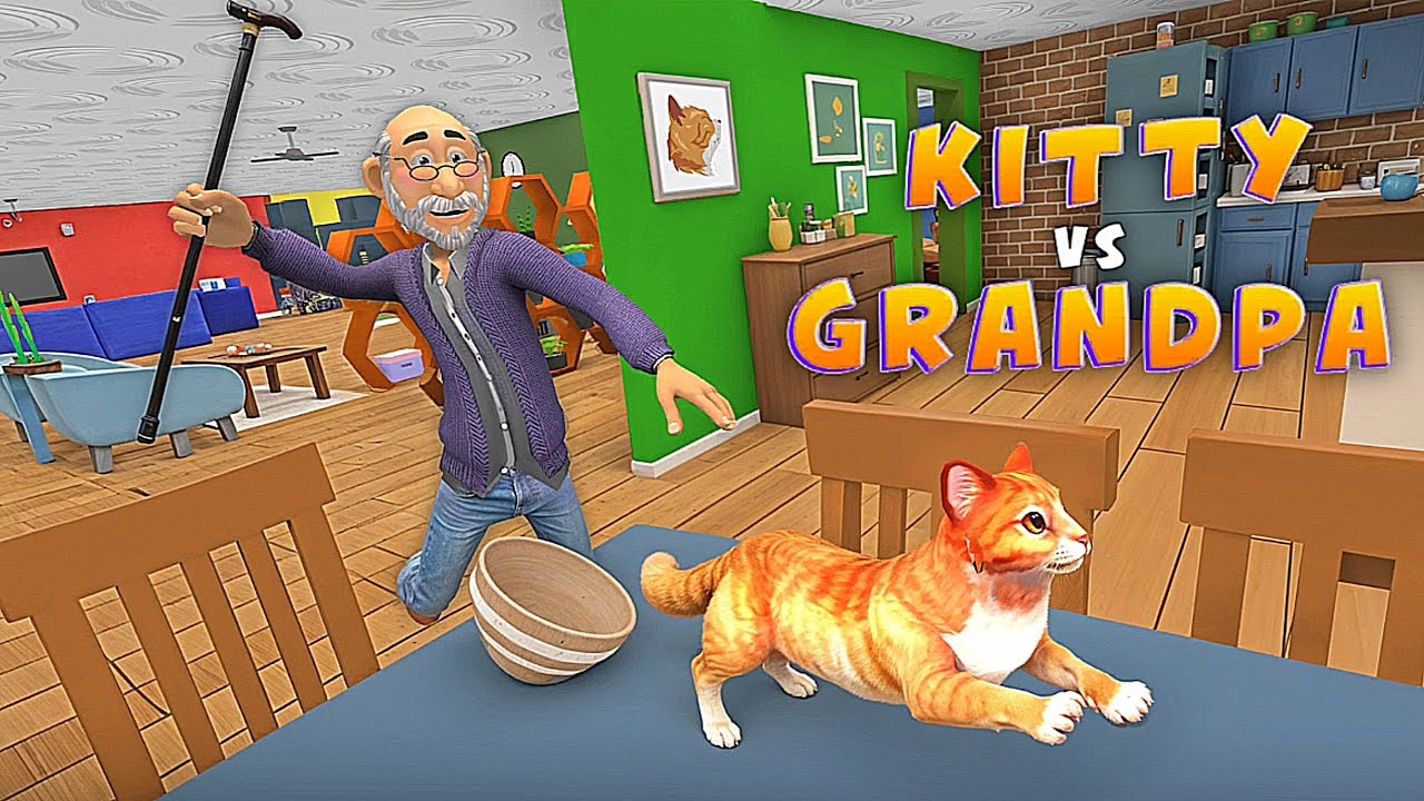 Kitty vs grandpa cat simulator gameplay android - YouTube