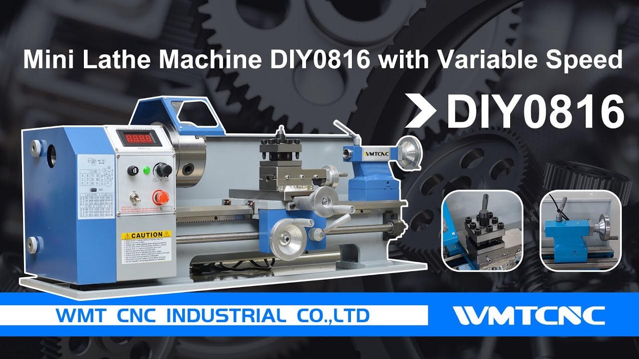 Mini Lathe Machine DIY0816 with Variable Speed | 38mm Spindle bore ...