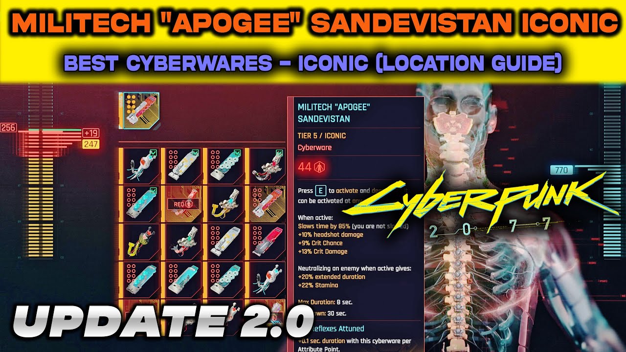 GET ALL ICONIC CYBERWARES in CYBERPUNK 2.0 | How To Get Militech Apogee Sandevistan Iconic ...