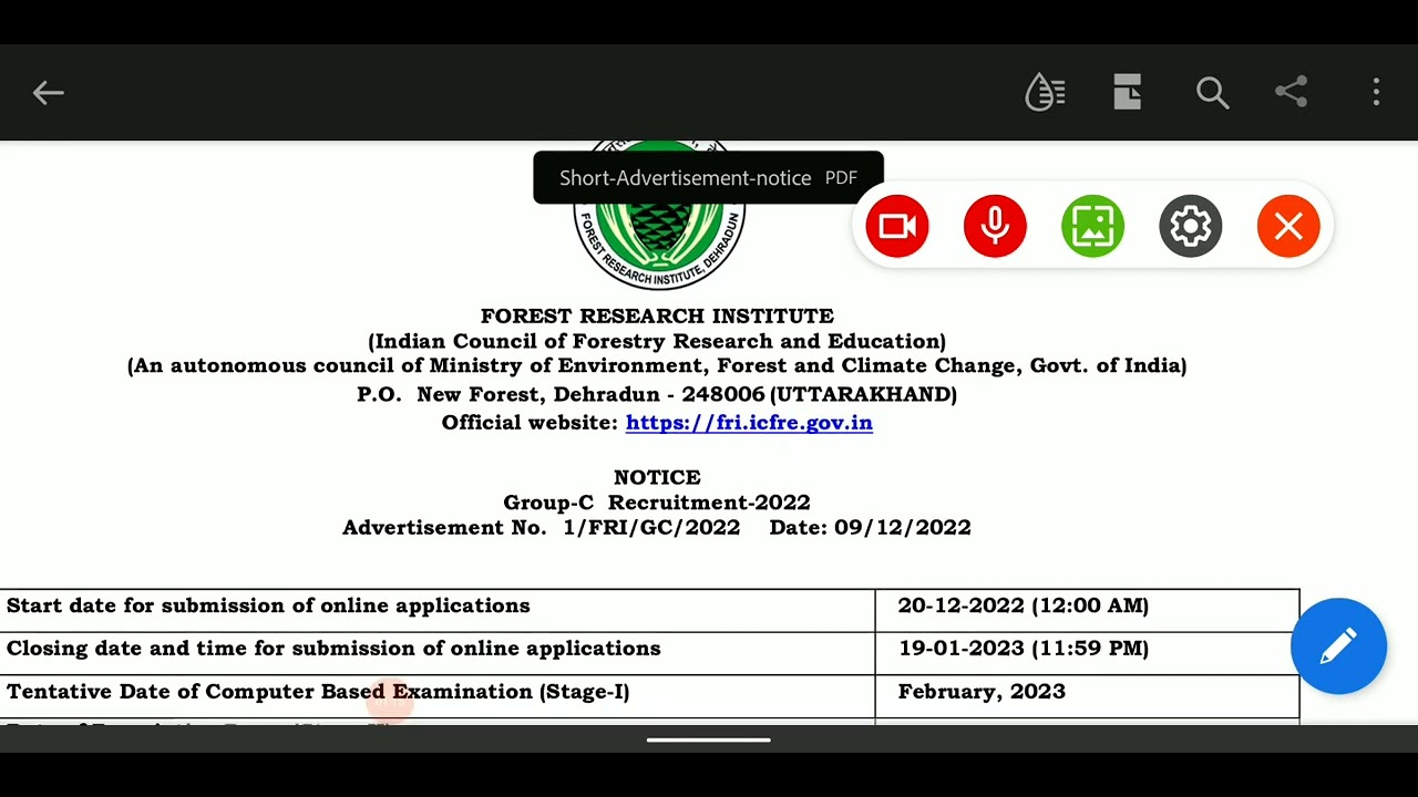 FRI Recruitment 2022 | ICFRE Jobs | Govt. Job - YouTube